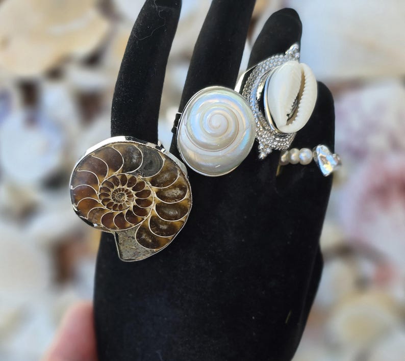 Seashell Ring: Boho Beach Jewelry, Adjustable Band - Etsy