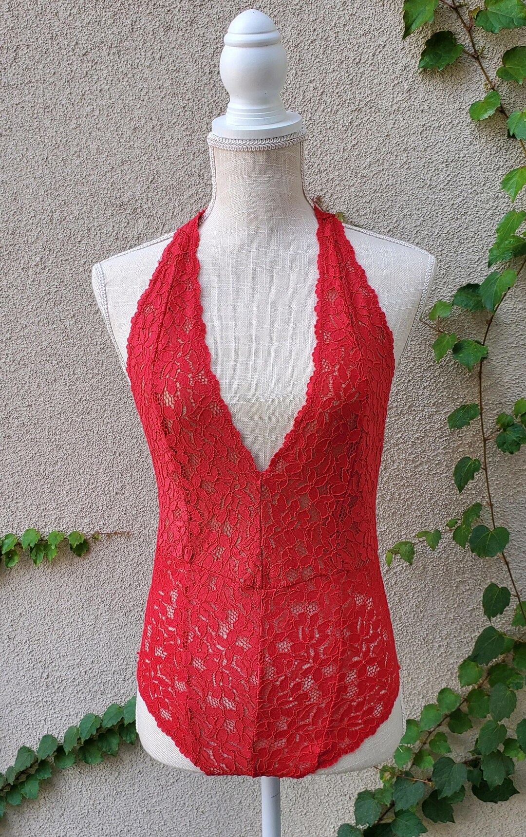 RED Hot, Red Lace T-back Lined Bodysuit. - Etsy