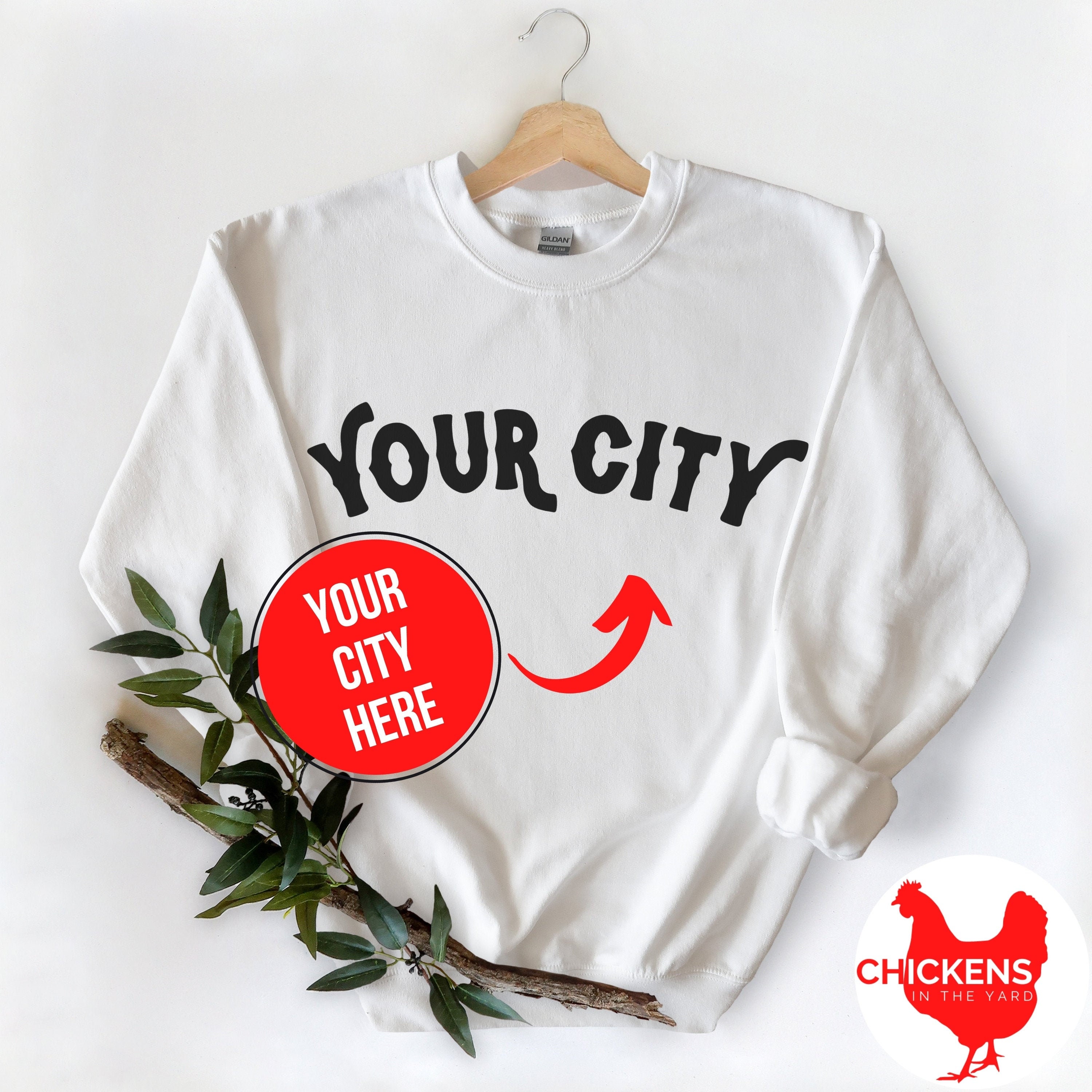 Custom city name sweatshirt custom town t-shirt white | Etsy