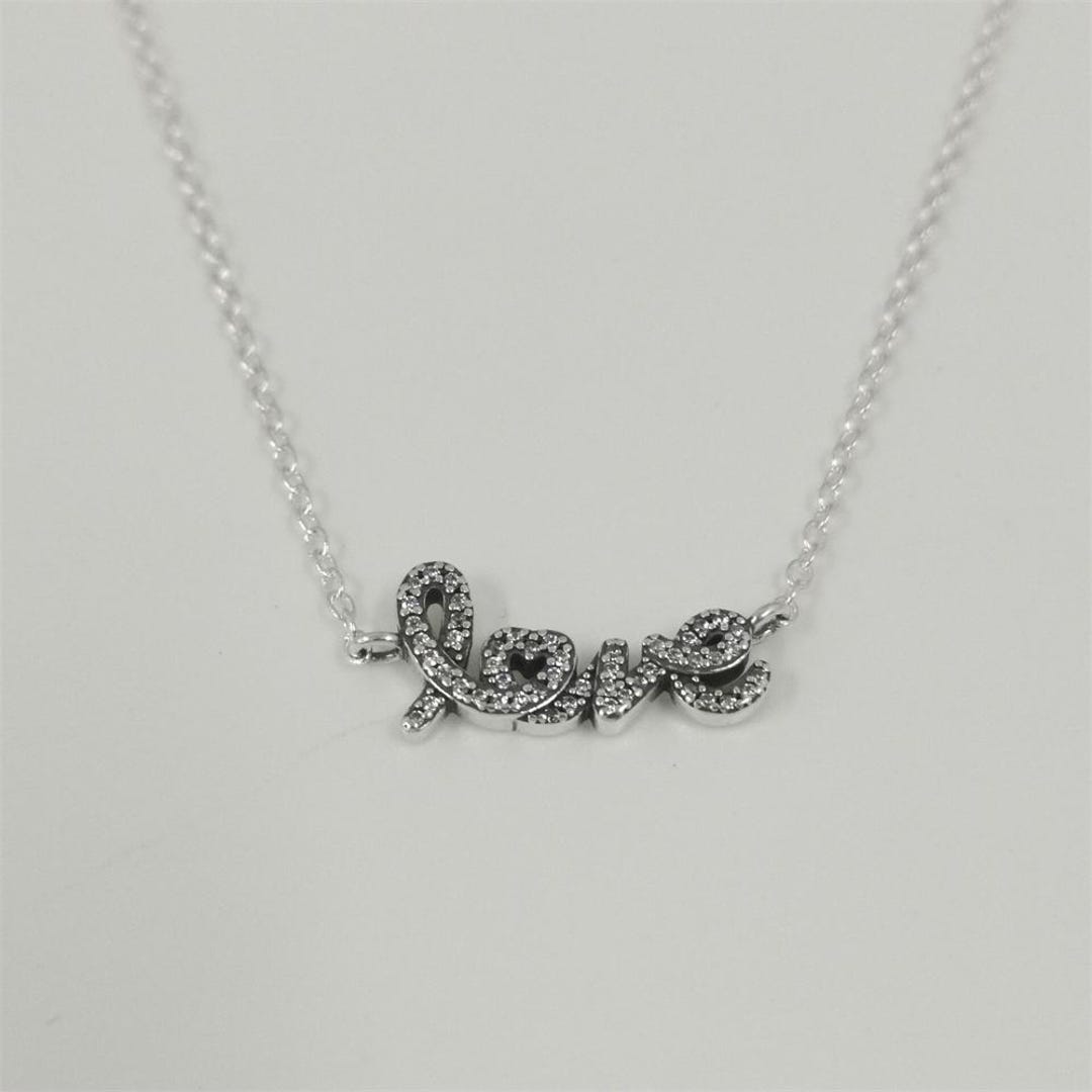 Pandora Sparkling Handwritten Love Collier Necklace - Etsy