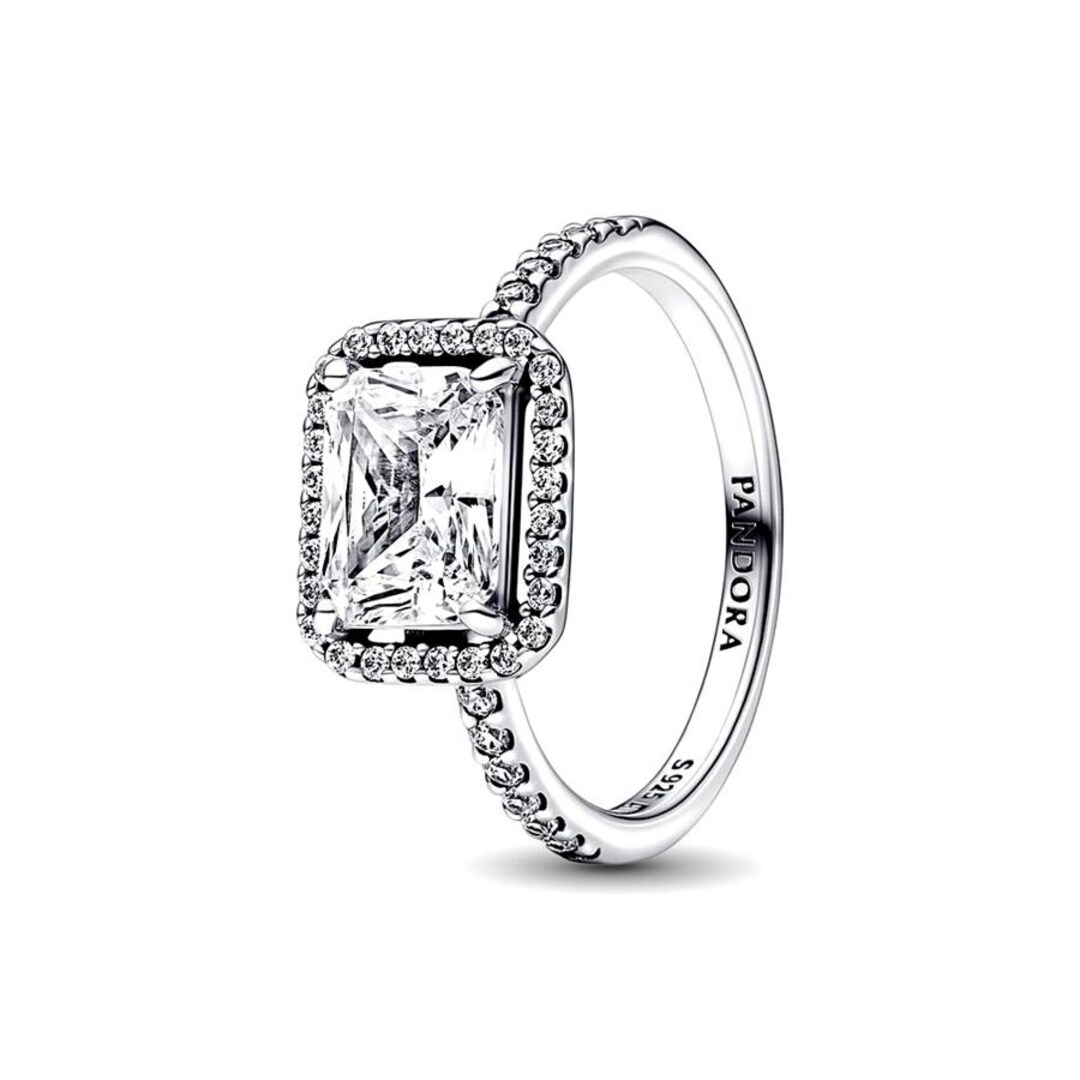 Pandora Rectangular Sparkling Halo Ring - Etsy