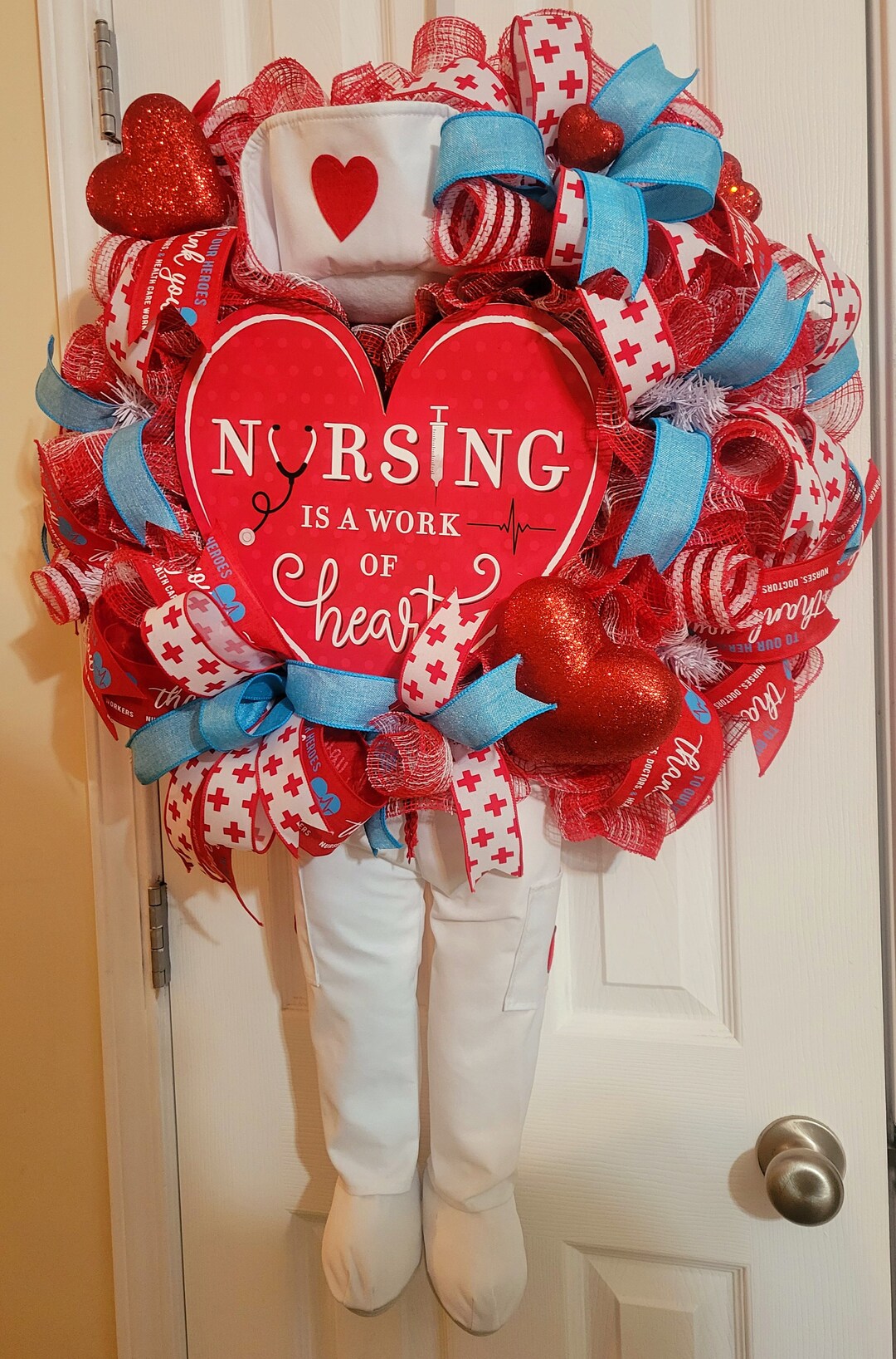 Nursing is a Work of Heart Door Wreath, Thank You Nurse Gift, Click ...