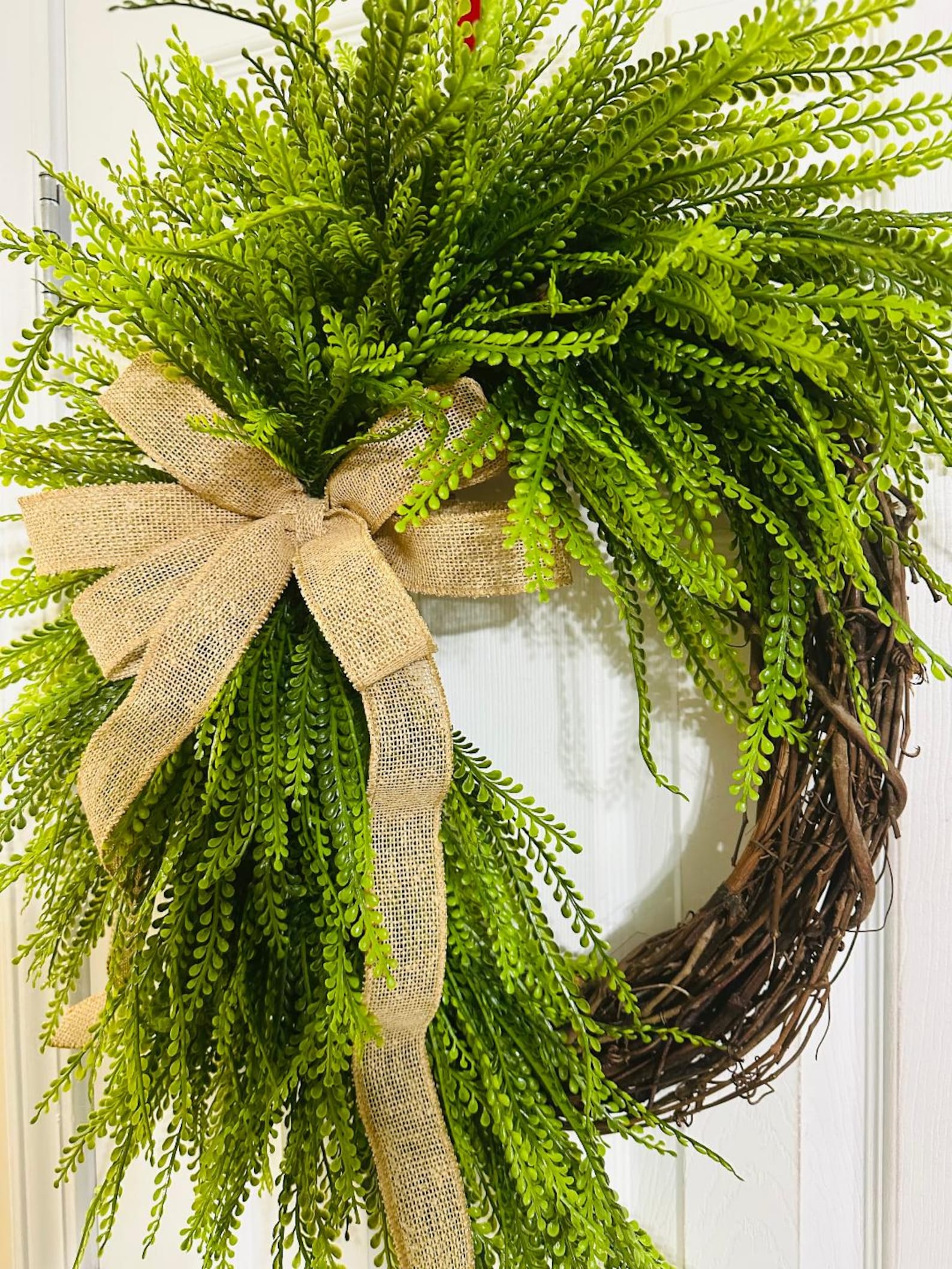Grapevine Beadgrass Wreath - 14 Inch Base With Natural Large Bow ...