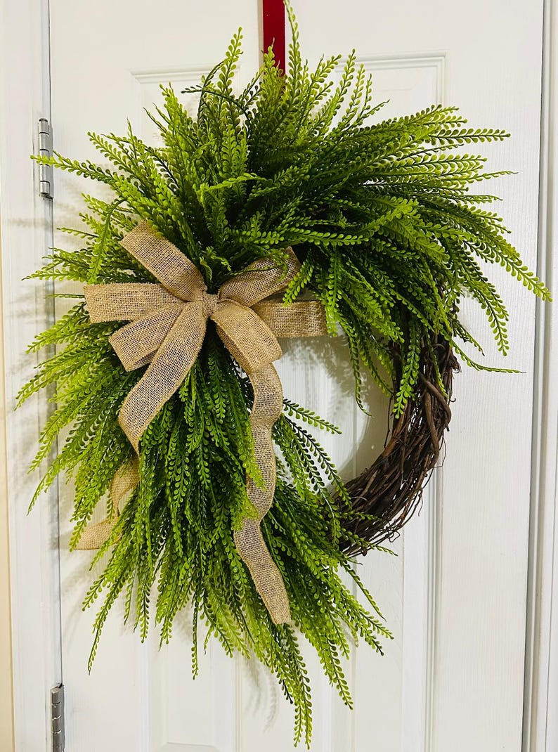 Grapevine Beadgrass Wreath - 14 Inch Base With Natural Large Bow ...