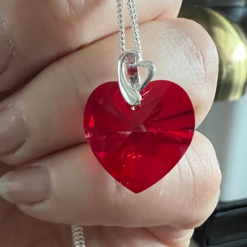 Red Crystal Heart Bracelet Charm Valentine's Day Gift for - Etsy