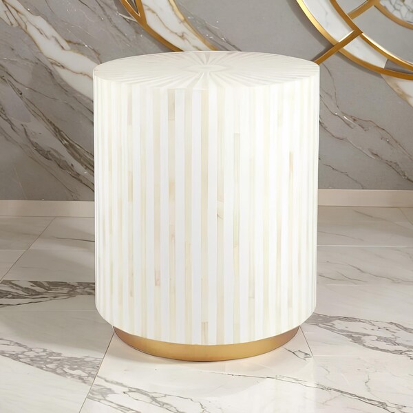 Inlay Wood Side Table - Etsy