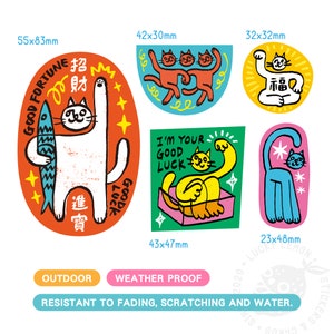 Lucky Cat Doodle Sticker Sheet, Vinyl Sticker, Lucky Cat Sticker ...
