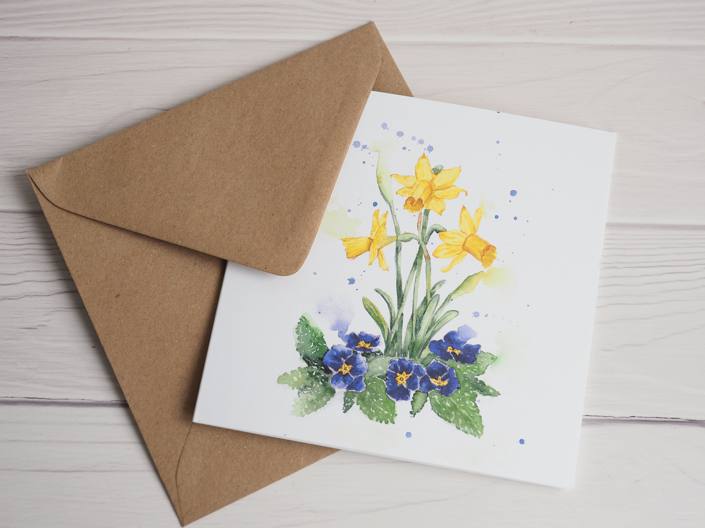 Daffodil Greeting Card Pretty Watercolour Floral Card | Etsy