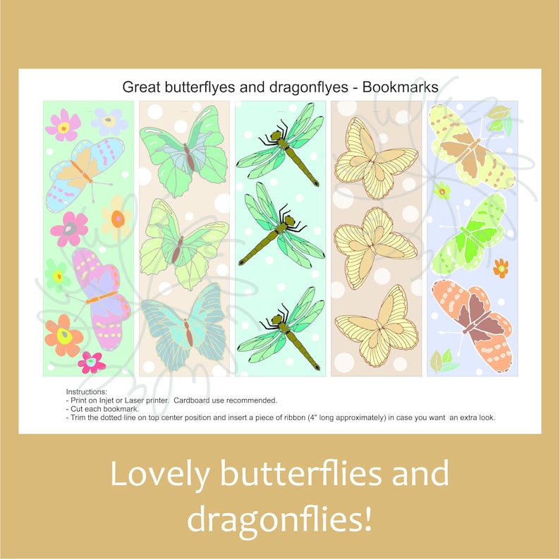 Butterfly Bookmarks, Bookmark Printable, Bookmark Template, Digital ...