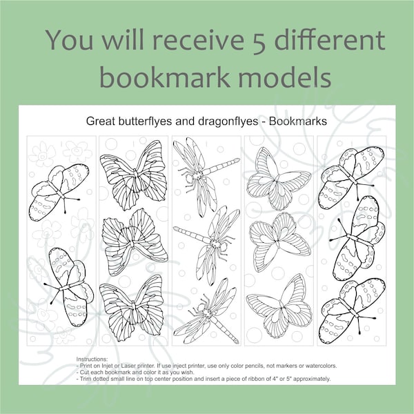 Butterfly Coloring Bookmark - Etsy