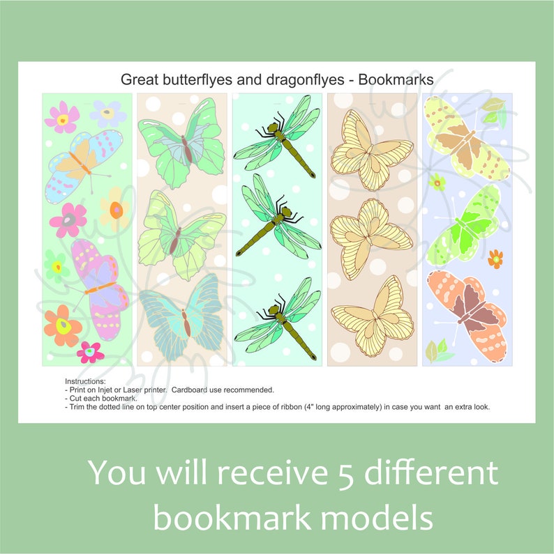 Butterfly Bookmarks, Bookmark Printable, Bookmark Template, Digital ...