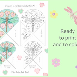 Dragonfly Bookmark, Dragonfly Art, Bookmarks to Color, Printable ...