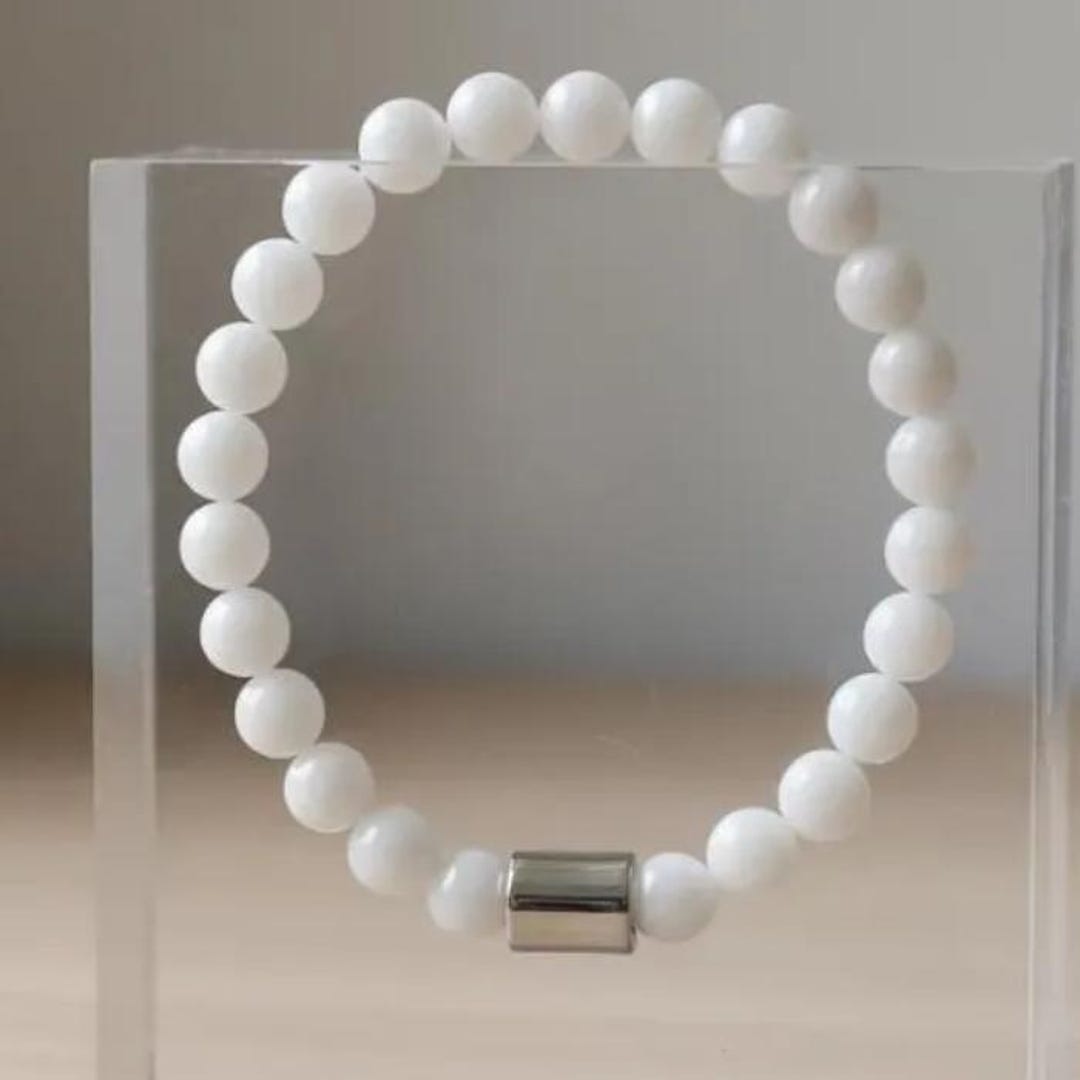 Solid White Jade Gemstone Bracelet – Pure Energy and Timeless Style ...