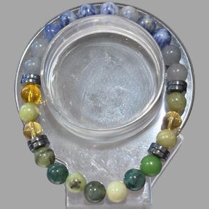 Kidney-bladder Bracelet, Genuine Moss Agate, Citrine, Jadeite, Sodalite ...