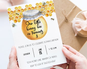INSTANT DOWNLOAD Printable Fill-in Birthday Invitation Bee Party ...