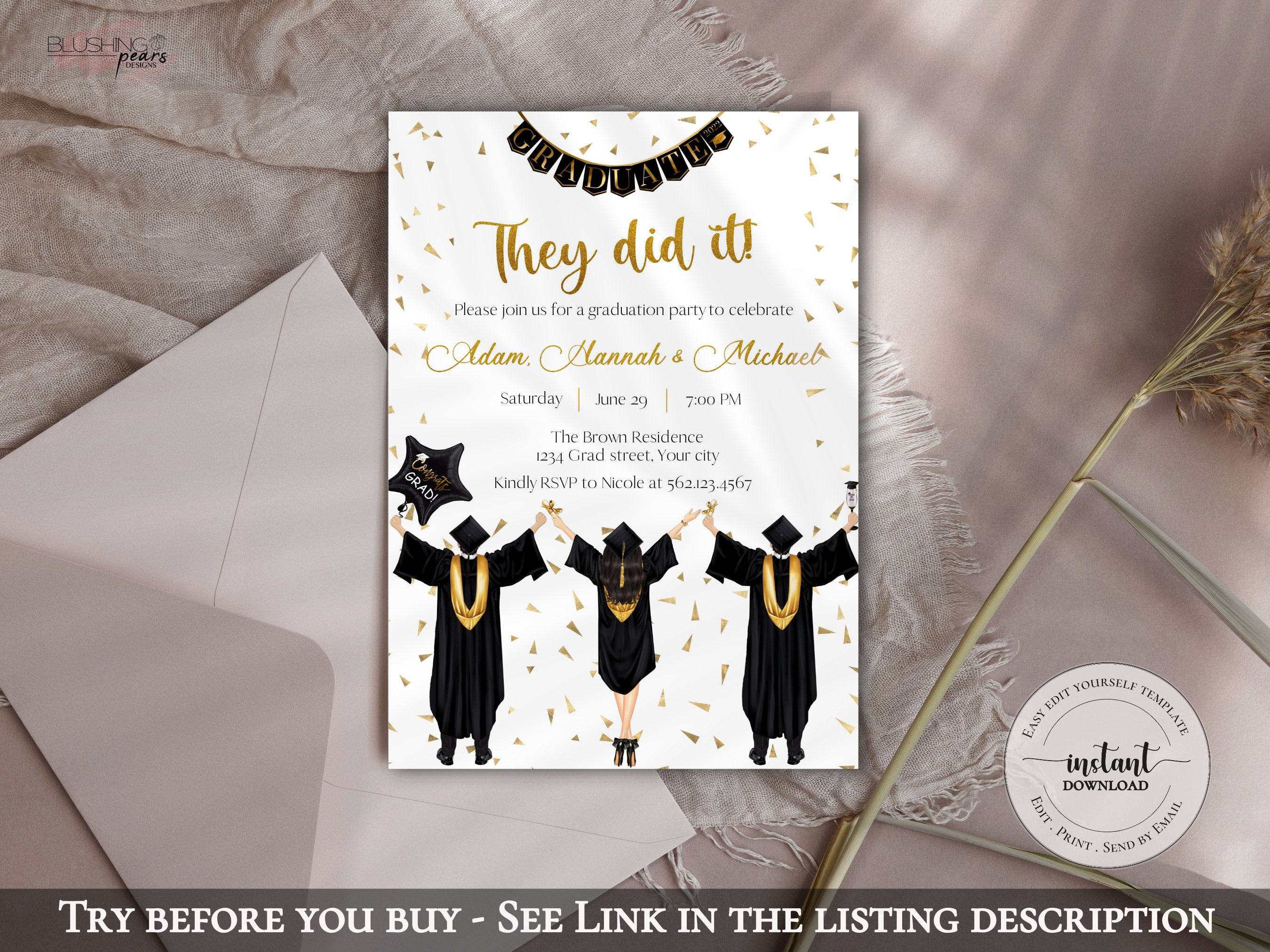 Siblings Graduation Invitation, Class of 2022 Graduation Party, Brother ...