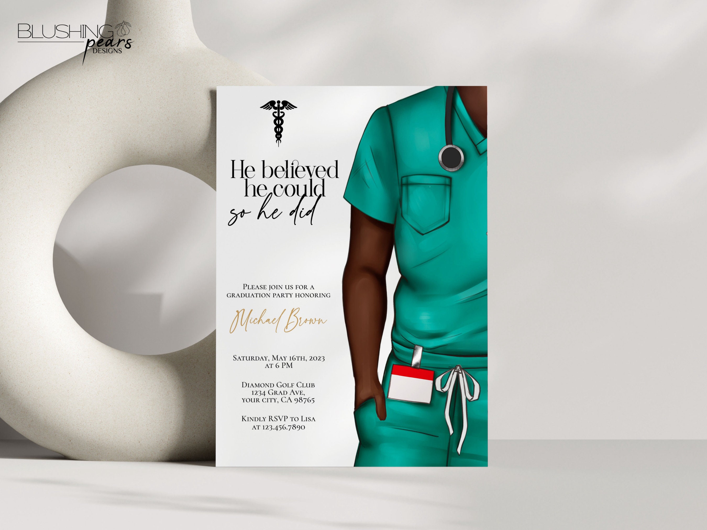 Male Nurse Graduation Invitation, Nurse Invitation, Safety First Party ...