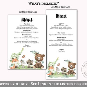 Green Teddy Bear Menu Template, We Can Bearly Wait Printable Menu Card ...