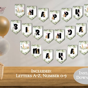 Safari Birthday Banner, Animal Flag Banner, Wild Birthday Wall Banner ...
