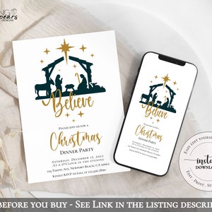 Nativity Invitation, Religious Christmas Party Invitation, Nativity ...