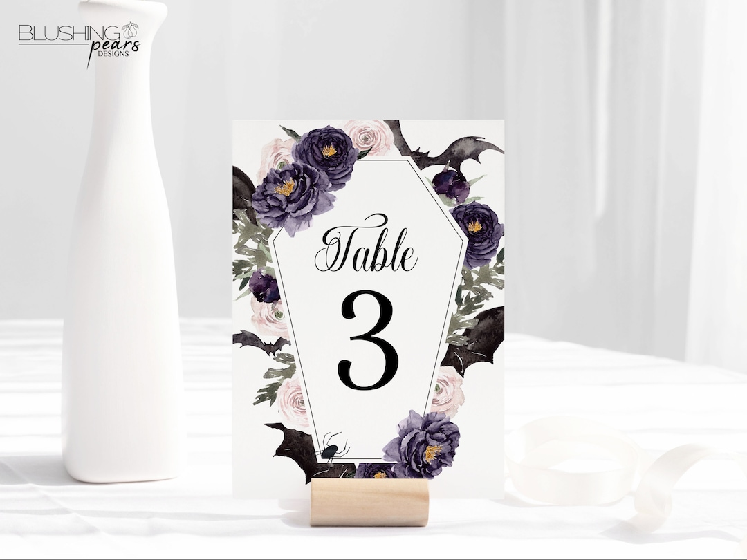 Halloween Table Numbers, October Theme Table Numbers, Spooky Floral ...