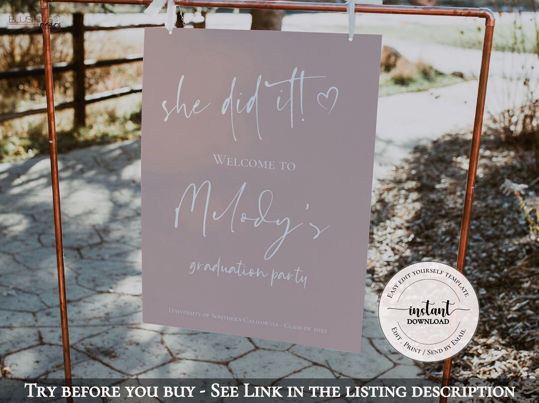 She Did It Graduation Welcome Sign, Class of 2022 Modern Graduation ...