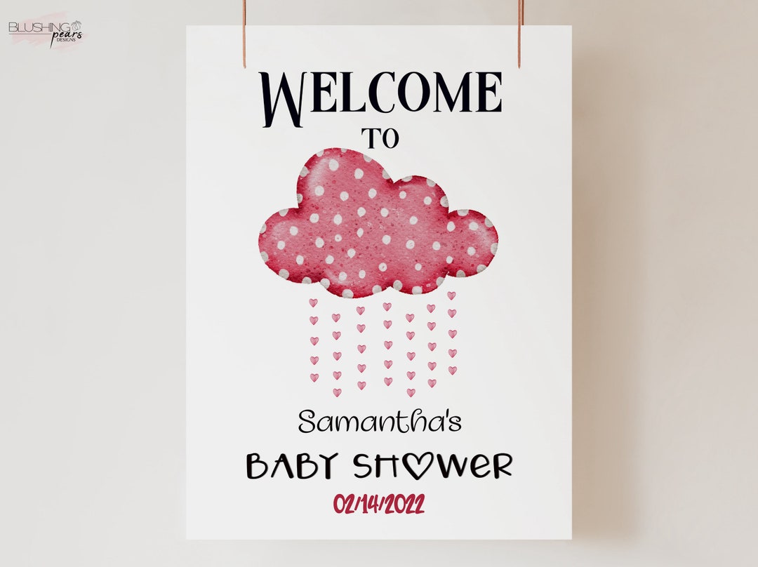 Cloud Baby Shower Welcome Sign, Raindrop Shower With Love Sign ...