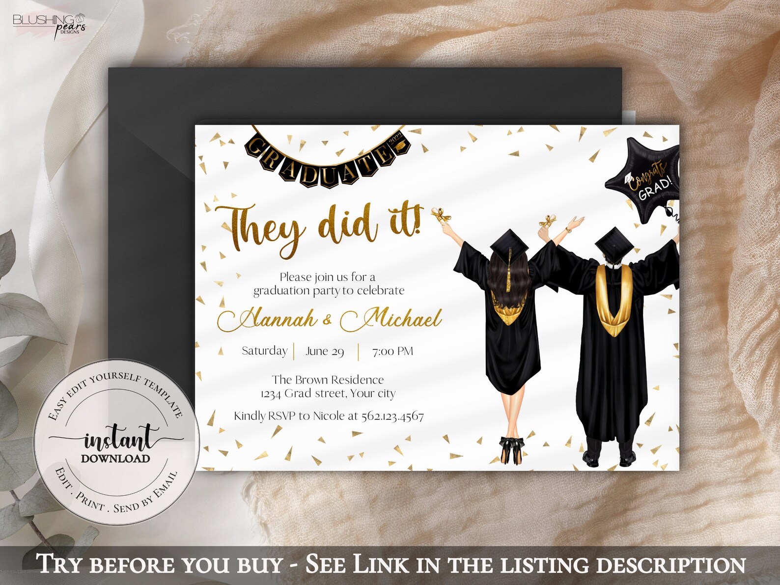 Sibling Graduation Invitation, Class of 2025 Graduation Party, Brother ...