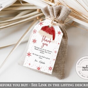 Santa Baby Thank You Tag, Christmas Baby Shower Gift Tag, Winter Shower ...