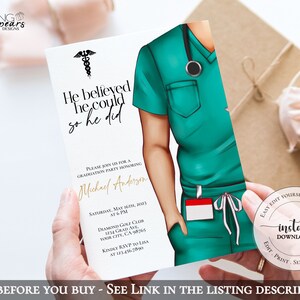 Male Nurse Graduation Invitation, Photo Nurse Invitation, Safety First ...