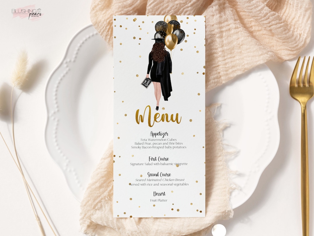 Personalized Graduation Menu, Class of 2022 Graduation Menu, She Did It ...