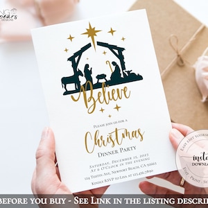 Nativity Invitation, Religious Christmas Party Invitation, Nativity ...