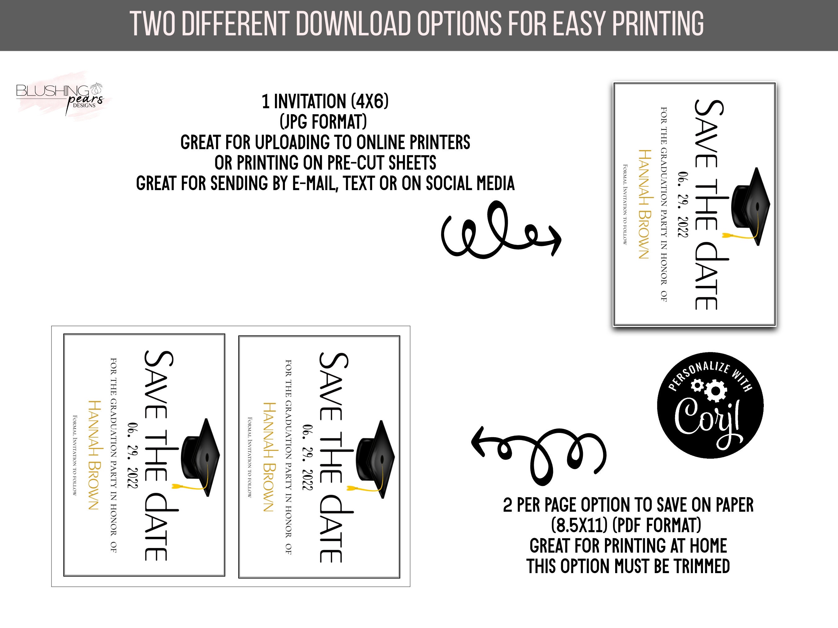 Blue Graduation Save the Date, Class of 2024 Graduation Party Save the ...