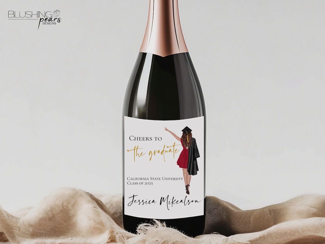 Graduation Champagne Labels, Grad Party Custom Wine Label, Graduation ...