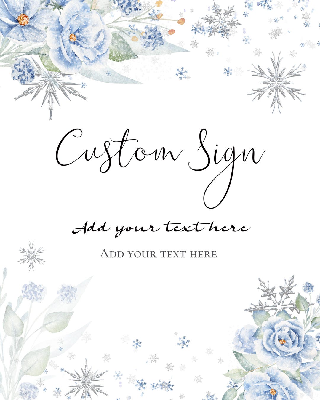 Snow in Love Bridal Shower Table Sign, Snowflakes Bridal Shower Custom ...