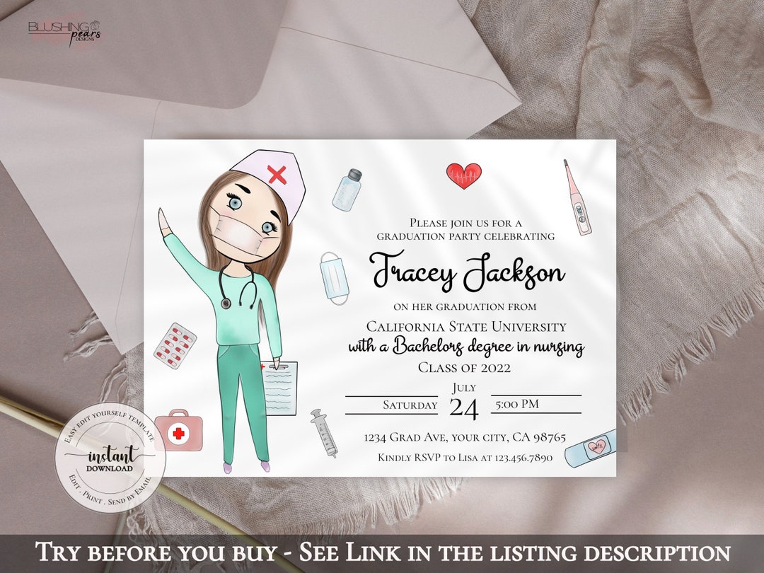 Nurse Graduation Invitation, Nurse Invitation, Safety First Party ...