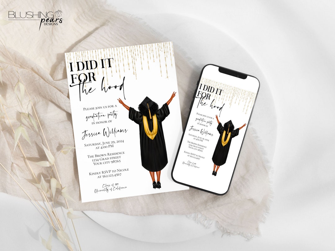 Personalized Masters Graduation Invitation, Female Graduate, Masters ...