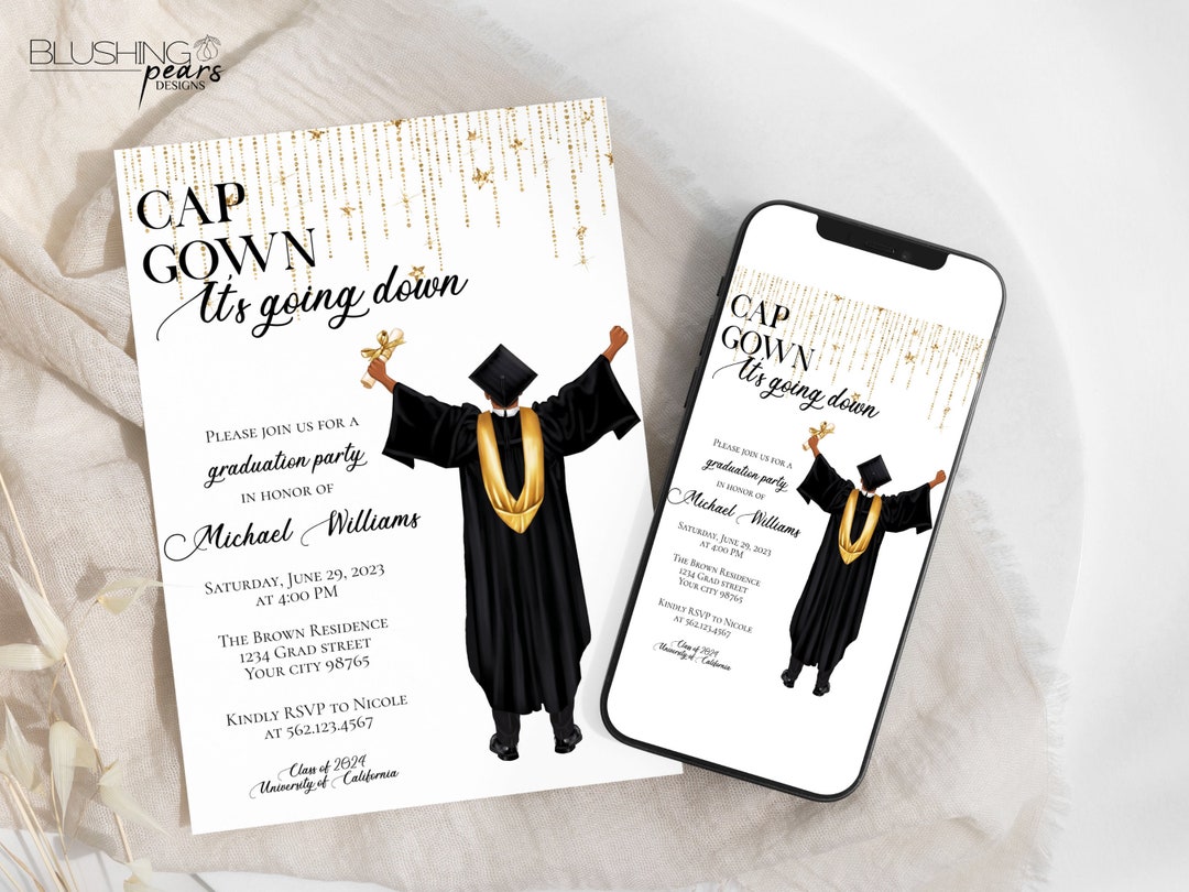 Editable Personalized Graduation Invitation, Male Graduate, Class of ...