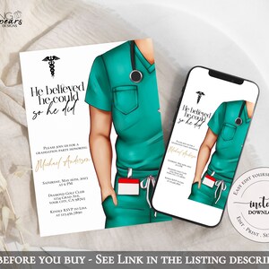 Male Nurse Graduation Invitation, Photo Nurse Invitation, Safety First ...