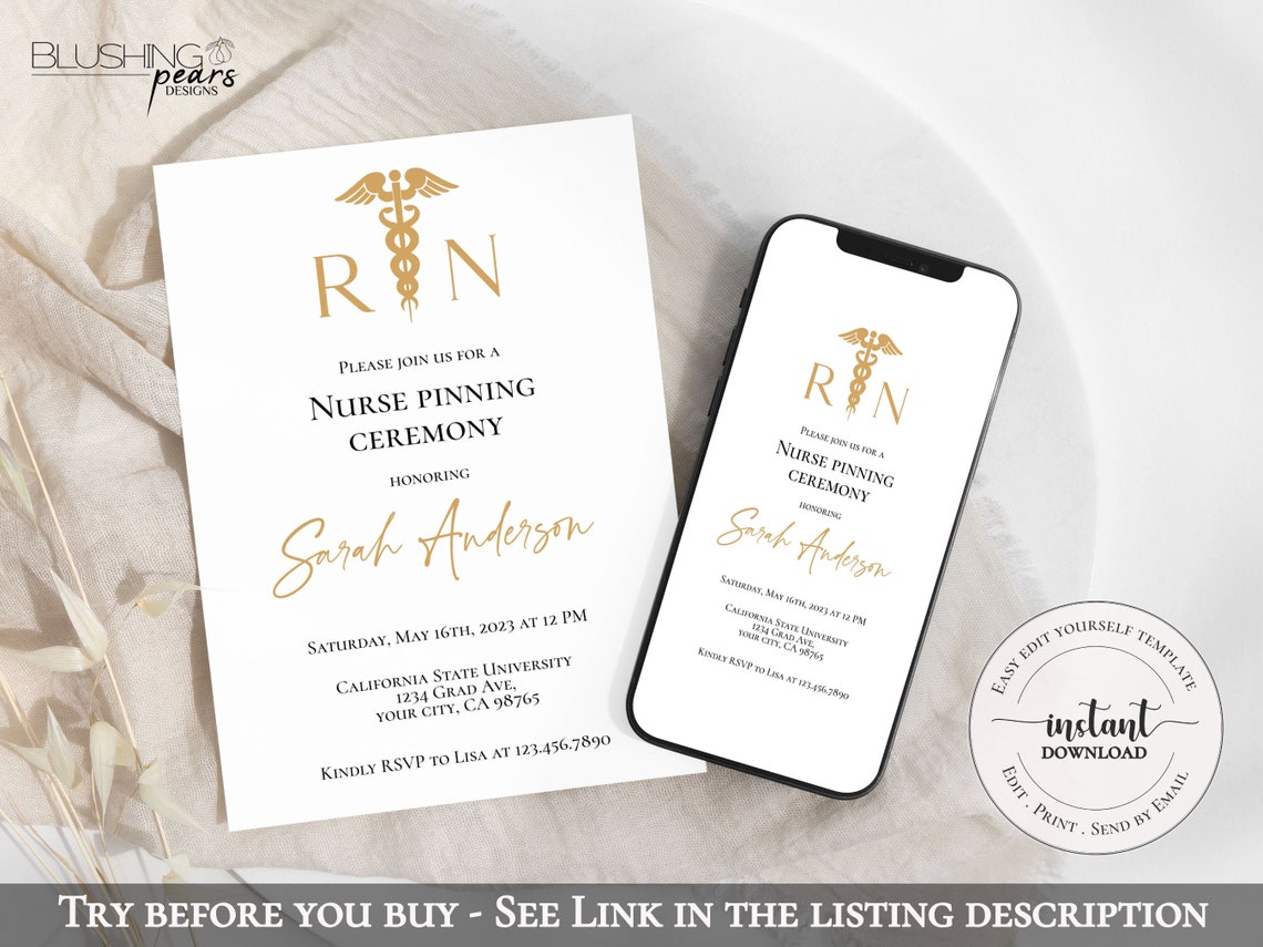 Nurse Pinning Ceremony Invitation, Nurse Invitation, Safety First Party ...
