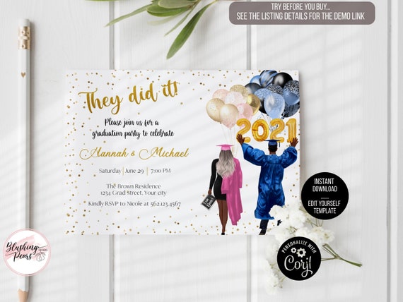 Personalized Twins Graduation Invitation Class of 2021 | Etsy