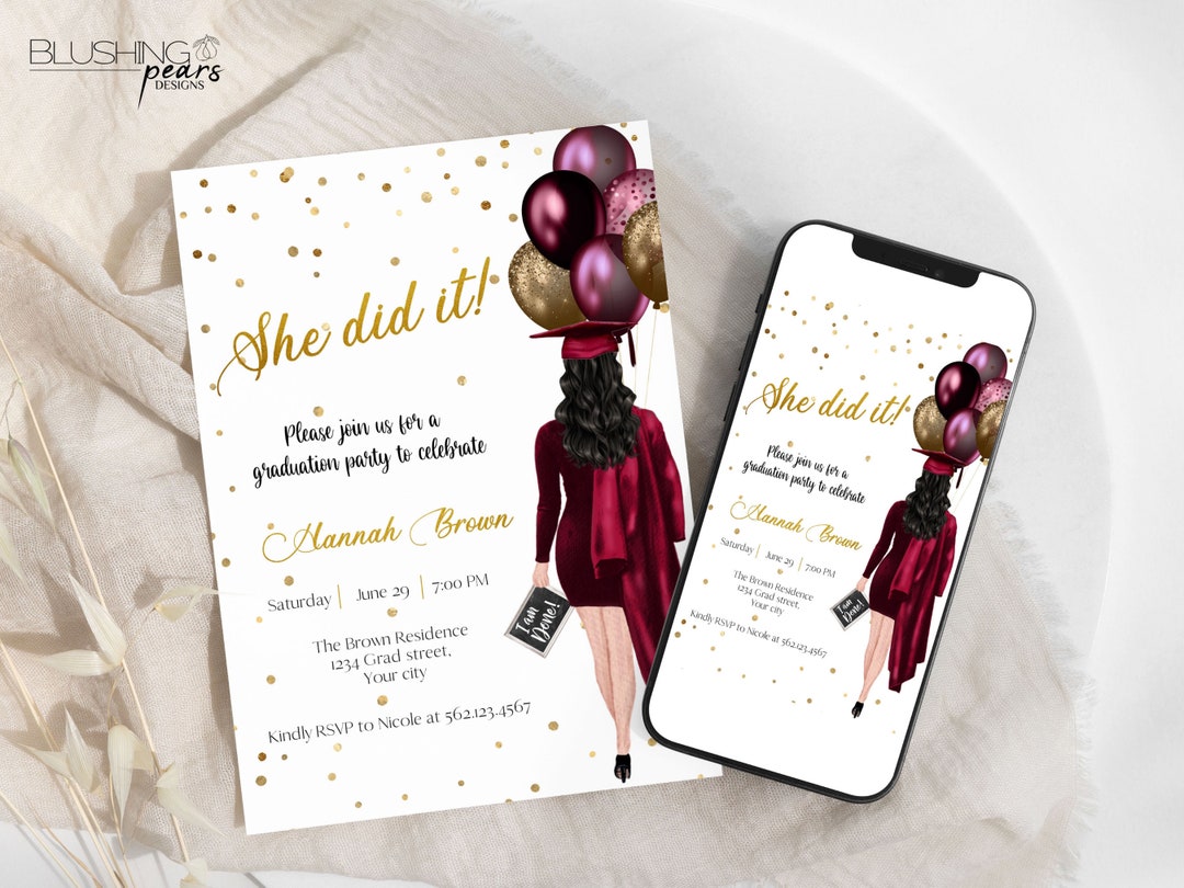 Personalized Girl Graduation Invitation, Class of 2023 Graduation, She ...