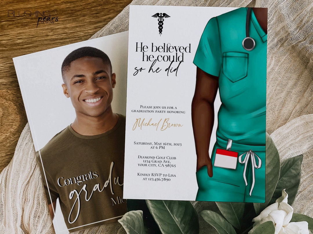 Male Nurse Graduation Invitation, Nurse Invitation, Safety First Party ...