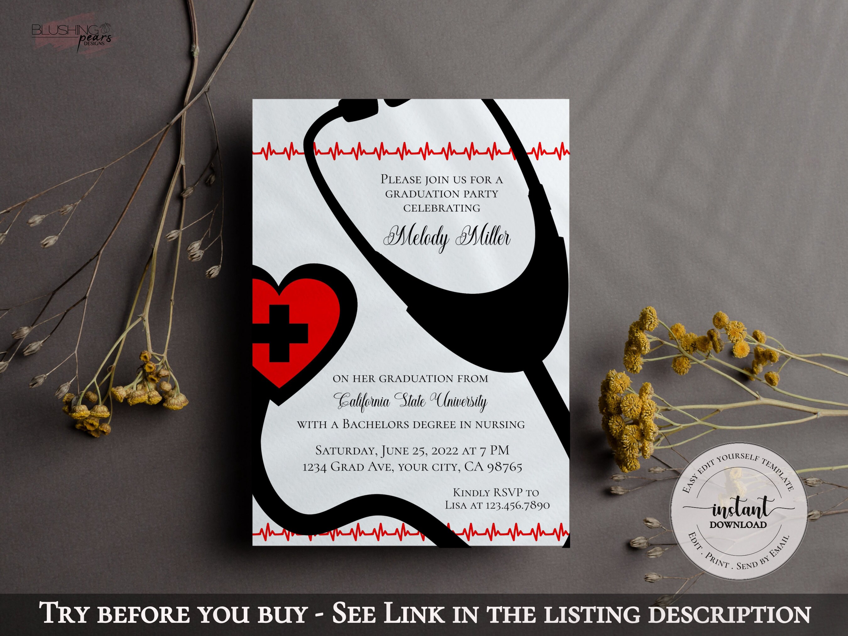 Nurse Graduation Invitation Nurse Invitation Safety First - Etsy