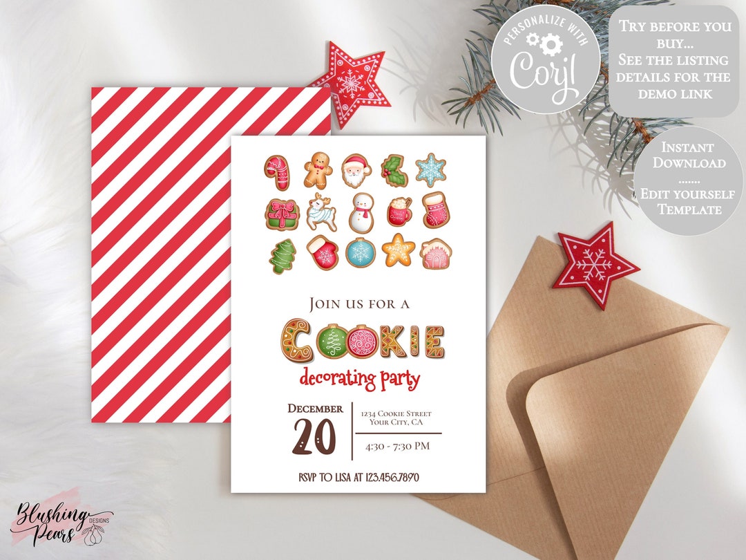 Cookie Decorating Party Invitation, Christmas Cookie Exchange ...