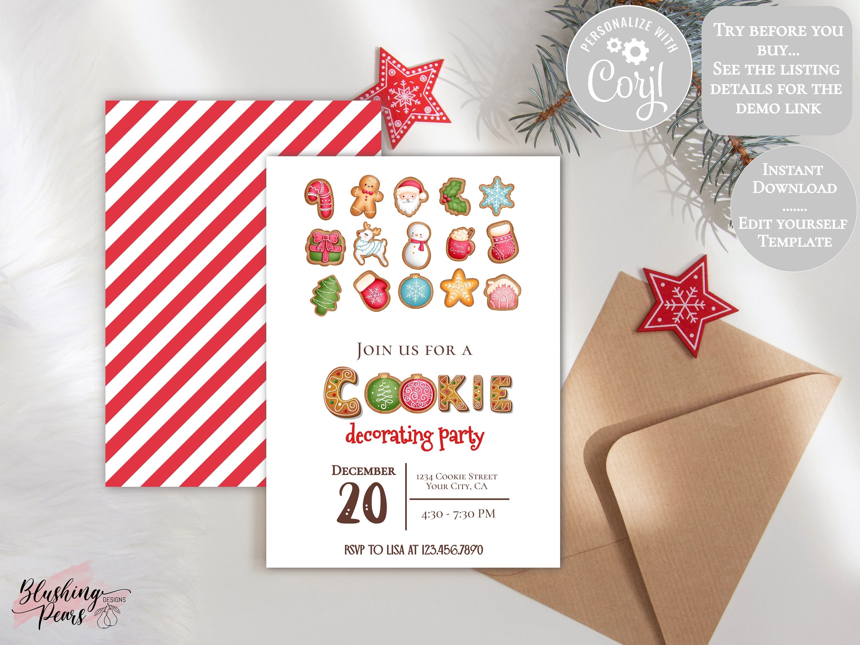 Cookie Decorating Party Invitation, Christmas Cookie Exchange ...