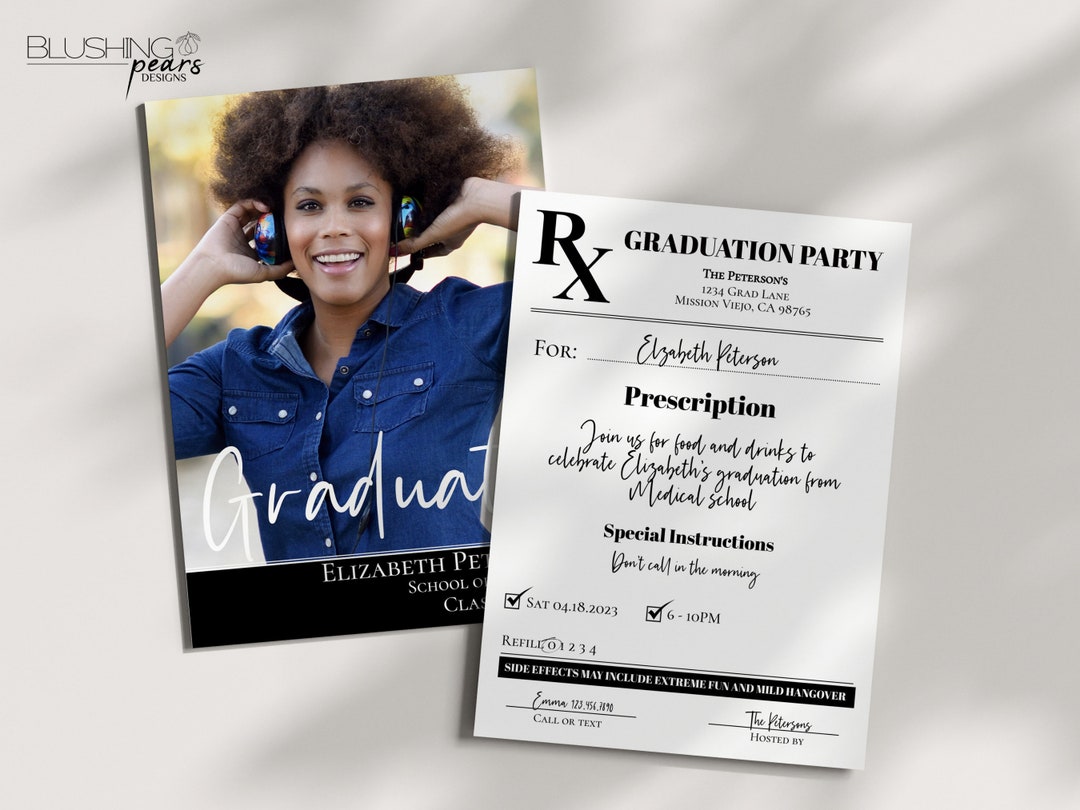 Editable Prescription Invitation, Medical Graduation Invitation, Pharmd ...