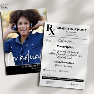 Editable Prescription Invitation, Medical Graduation Invitation, Pharmd ...