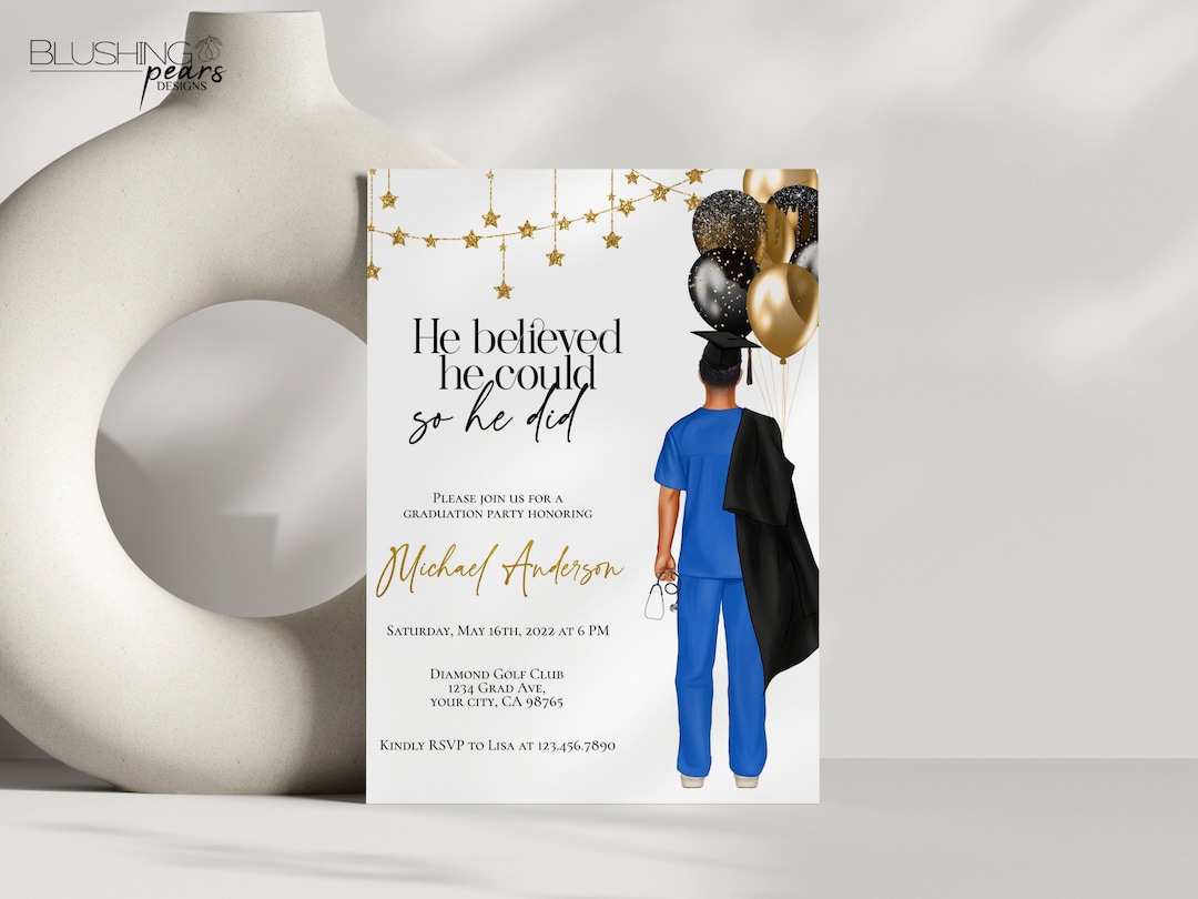 Nurse Graduation Invitation, Male Nurse Invitation, Safety First Party ...