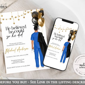 Nurse Graduation Invitation, Male Nurse Invitation, Safety First Party ...